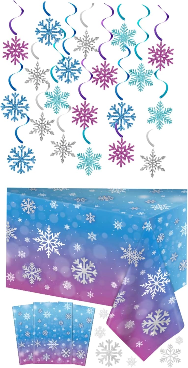 Amazon.com: 20 Pack Frozen Snowflake Hanging Decorations and 3 Pack ...