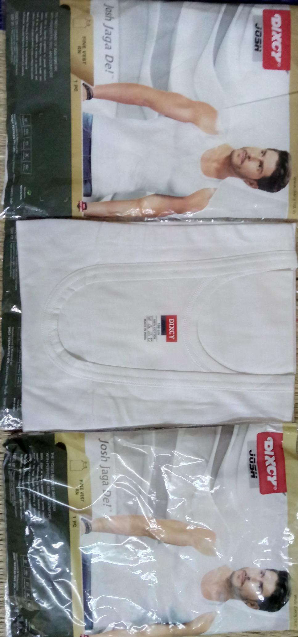 Buy Dixcy Josh Men's Seleveless Cotton Vest (White,100cm)- Pack of 3 at ...