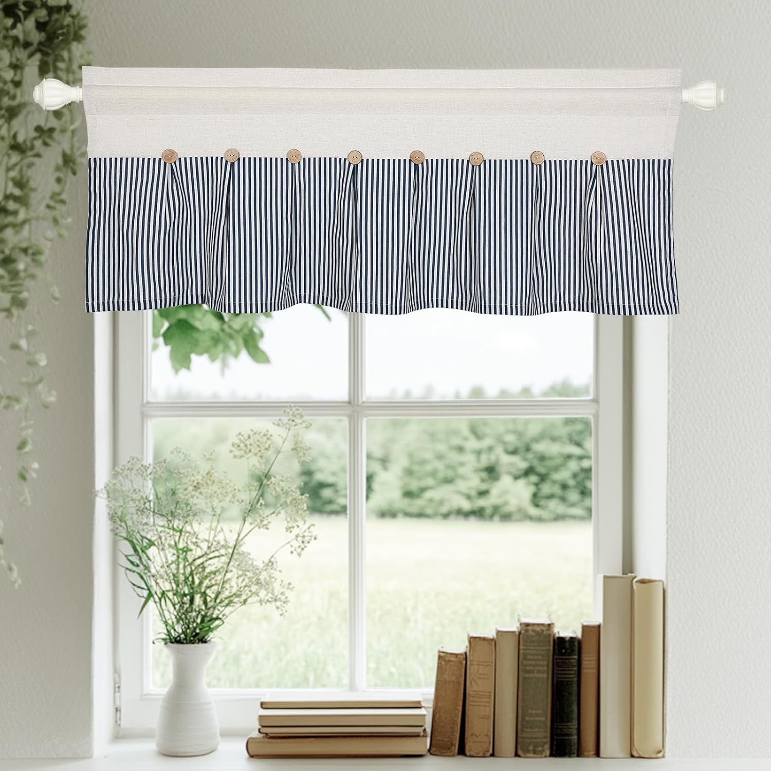Amazon.com: FUANGUI Linen Valances for Windows 52" W x 18" L Kitchen ...