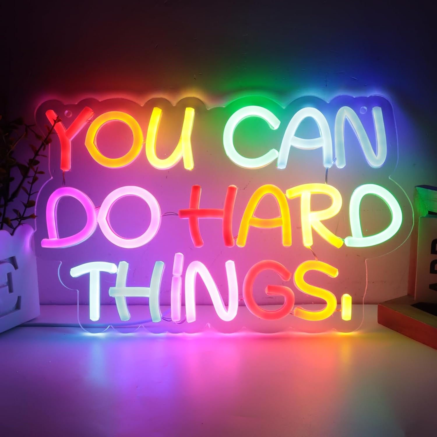 KODGGHK You Can Do Hard Things Neon Sign,Dimmable LED Signs for Kids ...