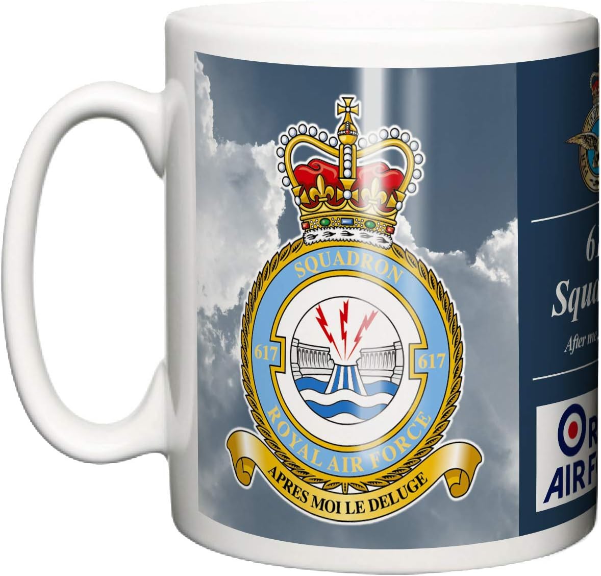 RAF 617 Squadron Ceramic Mug, Crest Motto, Marham Base Station Royal ...