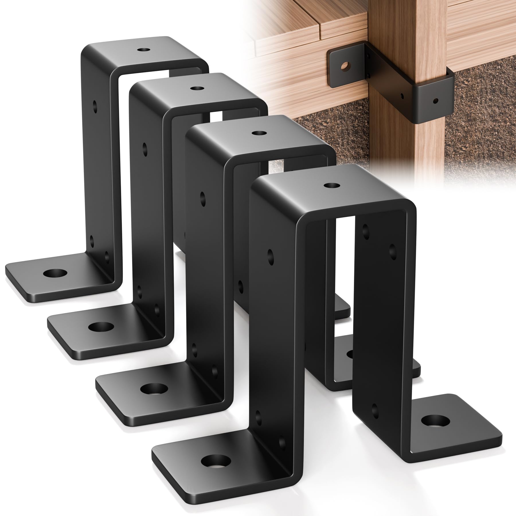 MooxHAI 4 Pcs 2" x 4" Strap Post Ties,Heavy Duty Deck Fence Post ...