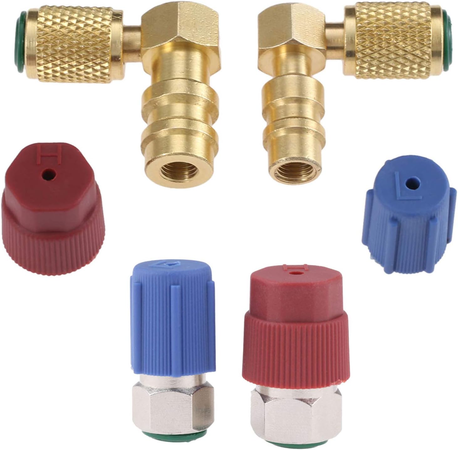 Amazon.com: Aupoko R12 to R134 High/Low AC Fitting Port Retrofit ...