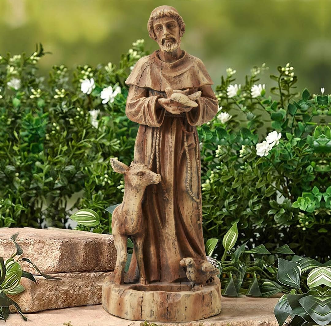 Amazon.com: Saint Francis Outdoor Statue, MgO Fiber Stone Garden Art ...