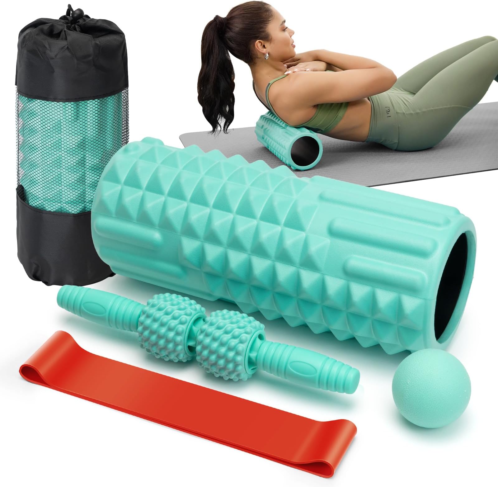 Amazon.com: 5 in 1 Foam Roller Set - Back Roller Foam, Massage Roller ...
