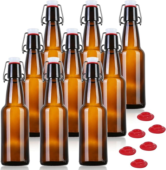 Amazon.com: YEBODA 12 oz Amber Glass Beer Bottles for Home Brewing with ...