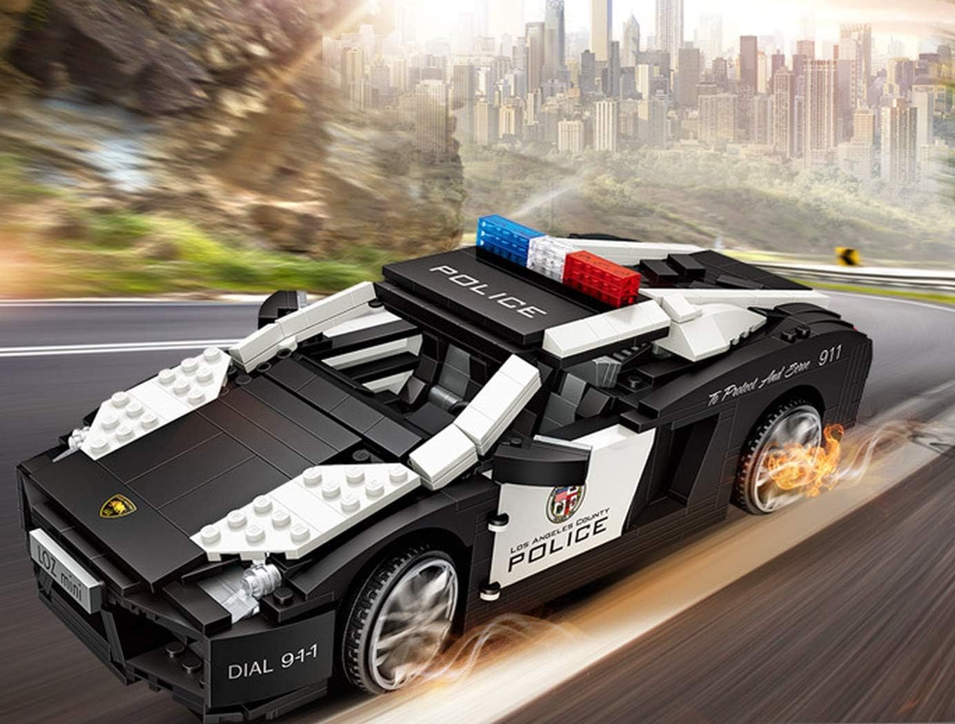 Car scale model to be assembled with mini-blocks. LAPD police car ...