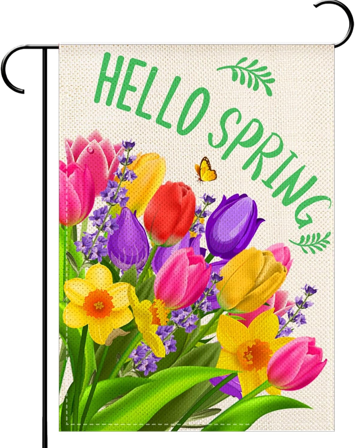 Amazon.com : KROMNOUR Spring Garden Flags 12x18 Inch double sided,Hello ...