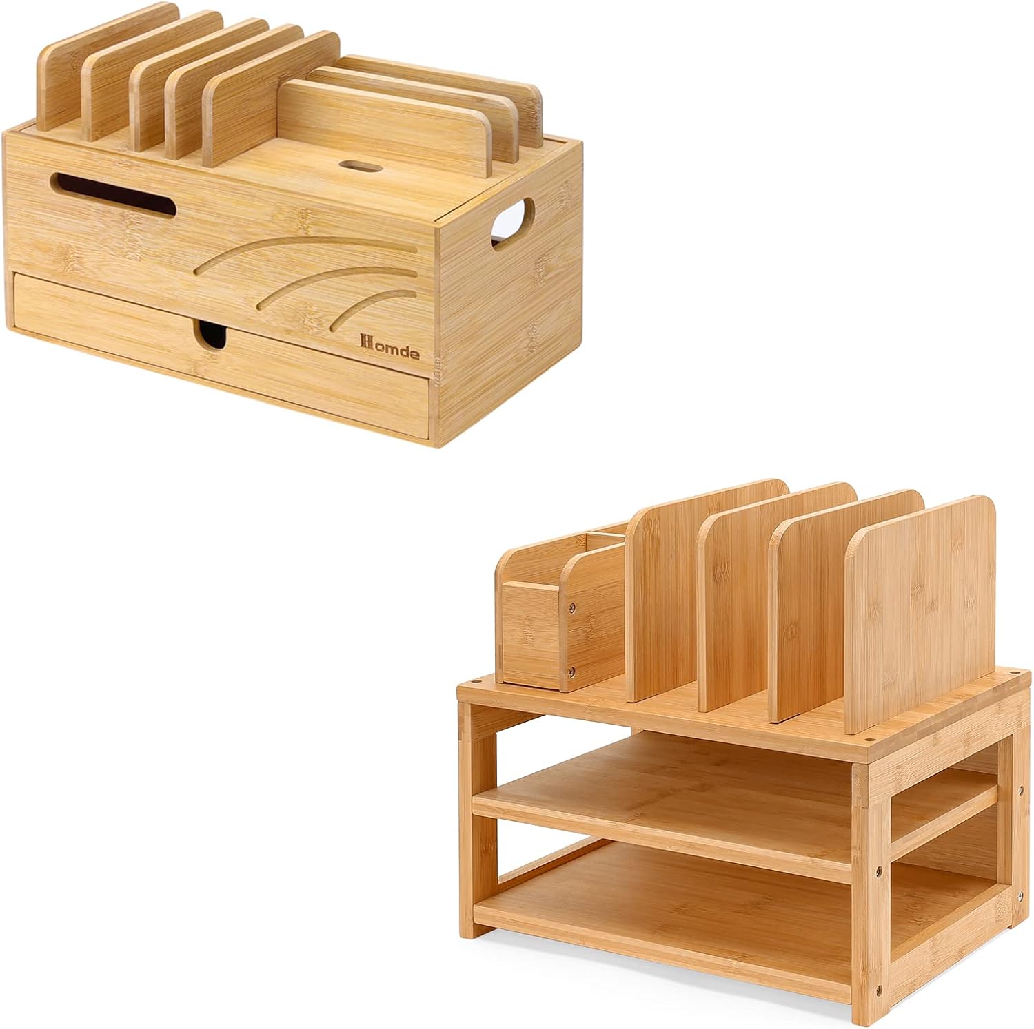 Amazon.com: Homde Bamboo Charging Station Rack + Bamboo Desk Organizer ...