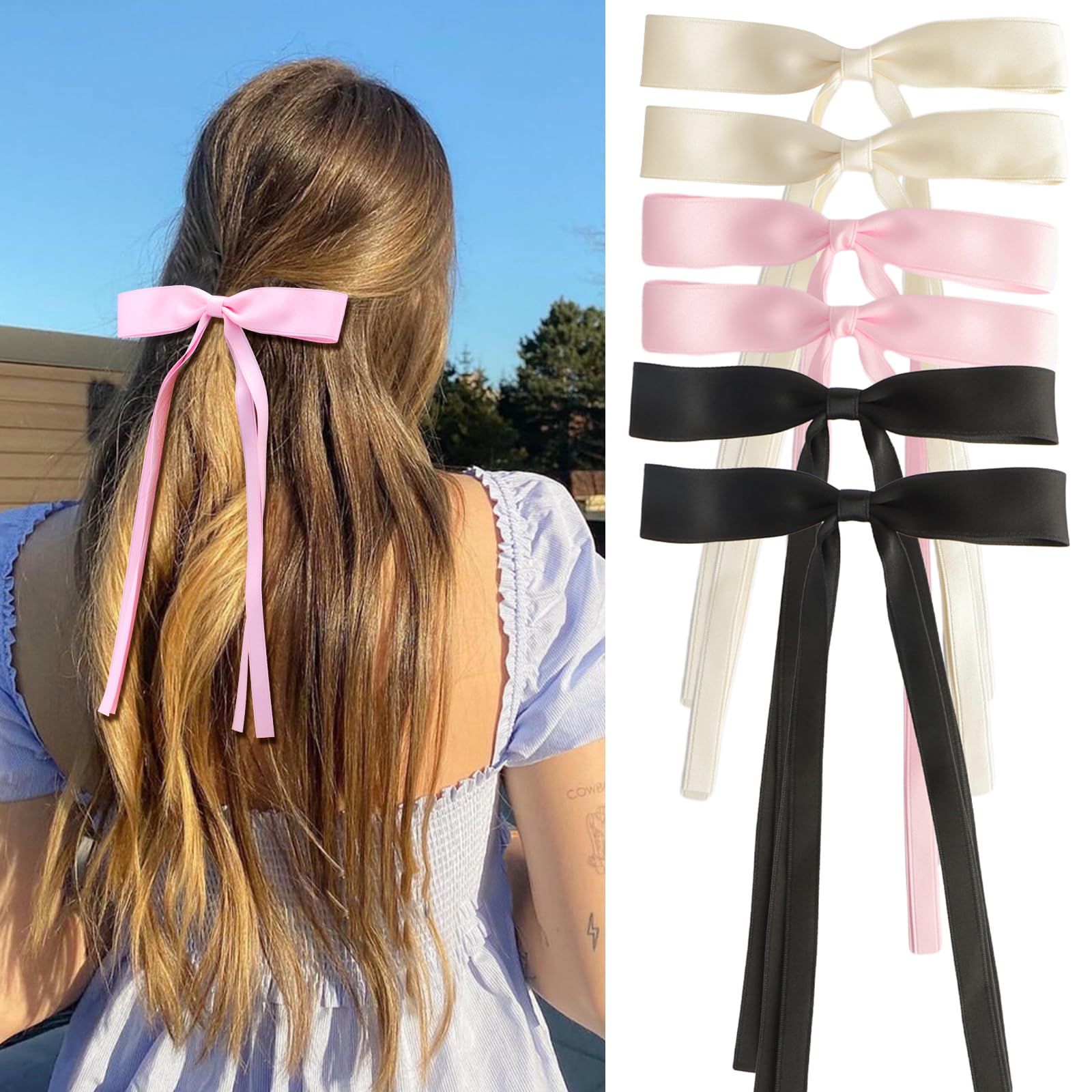 Amazon.com : Canitor Hair Bows for Women Hair Ribbons with Duckbill ...