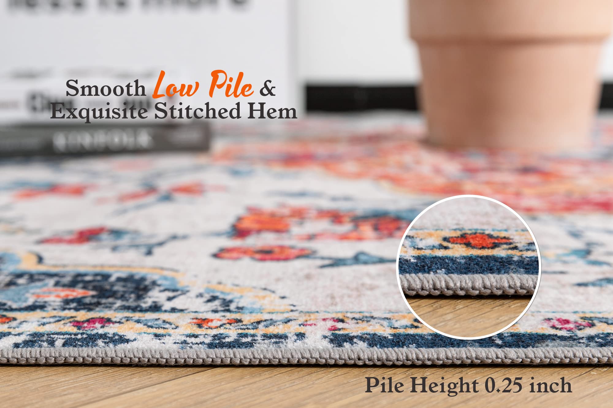 Rugland Washable Rug - Super Soft Ultra Thin Area Rug 5x7, Stain ...