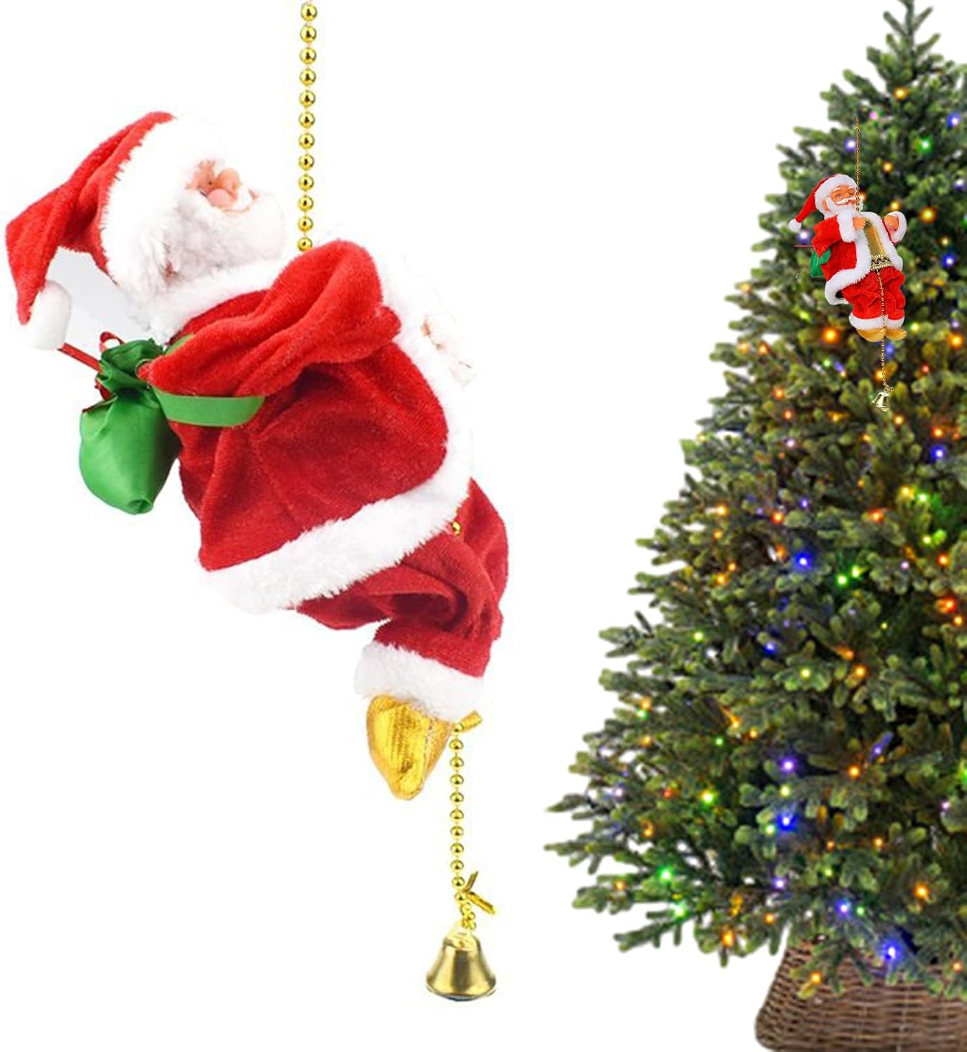 Amazon.com: Electric Climbing Santa on Rope, Santa Claus Musical ...