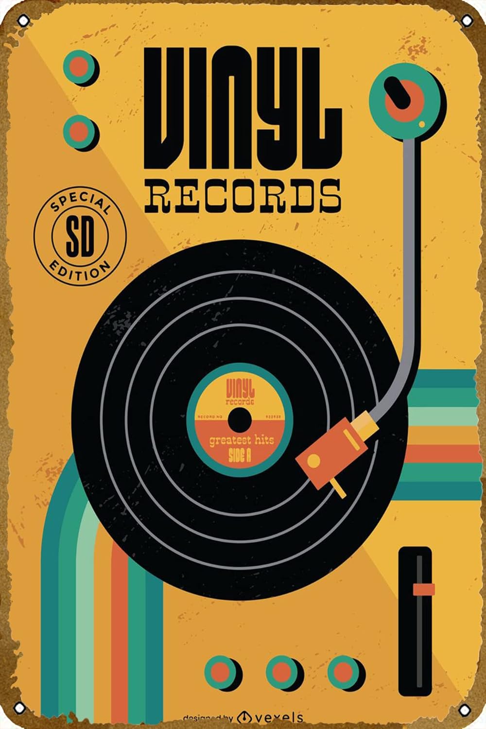 Amazon.com : Vintage Vinyl Records poster Retro tin Sign Wall Art Decor ...