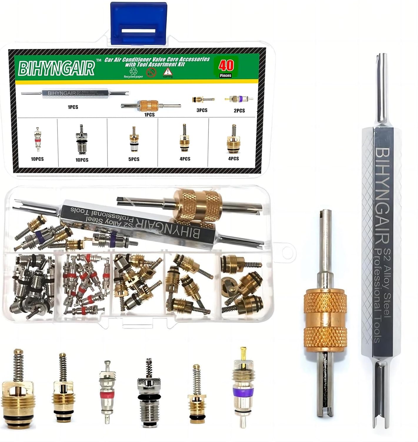 Amazon.com: BIHYNGAIR Car Air Conditioner Valve Core Assortment Kit ...