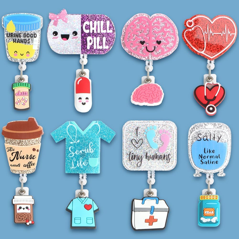 Amazon.com : Prasacco 3 Pieces Nurse Badge Reel, Retractable ID Name ...