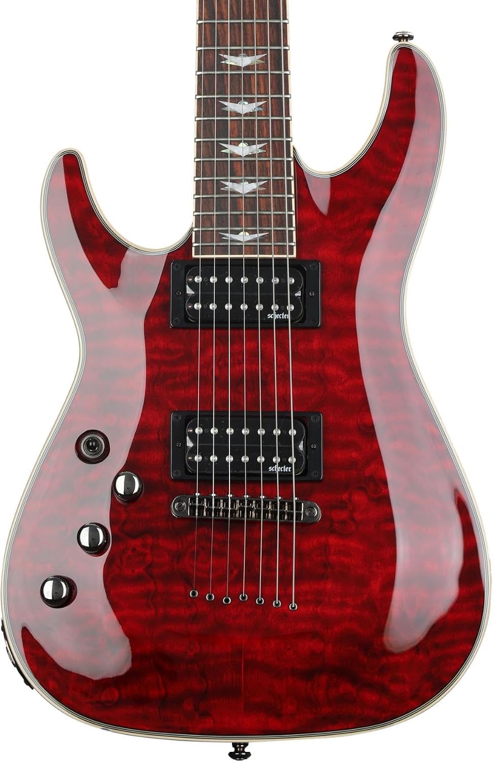 Amazon.com: Schecter Omen Extreme-7 Left-Handed Electric Guitar - Black ...