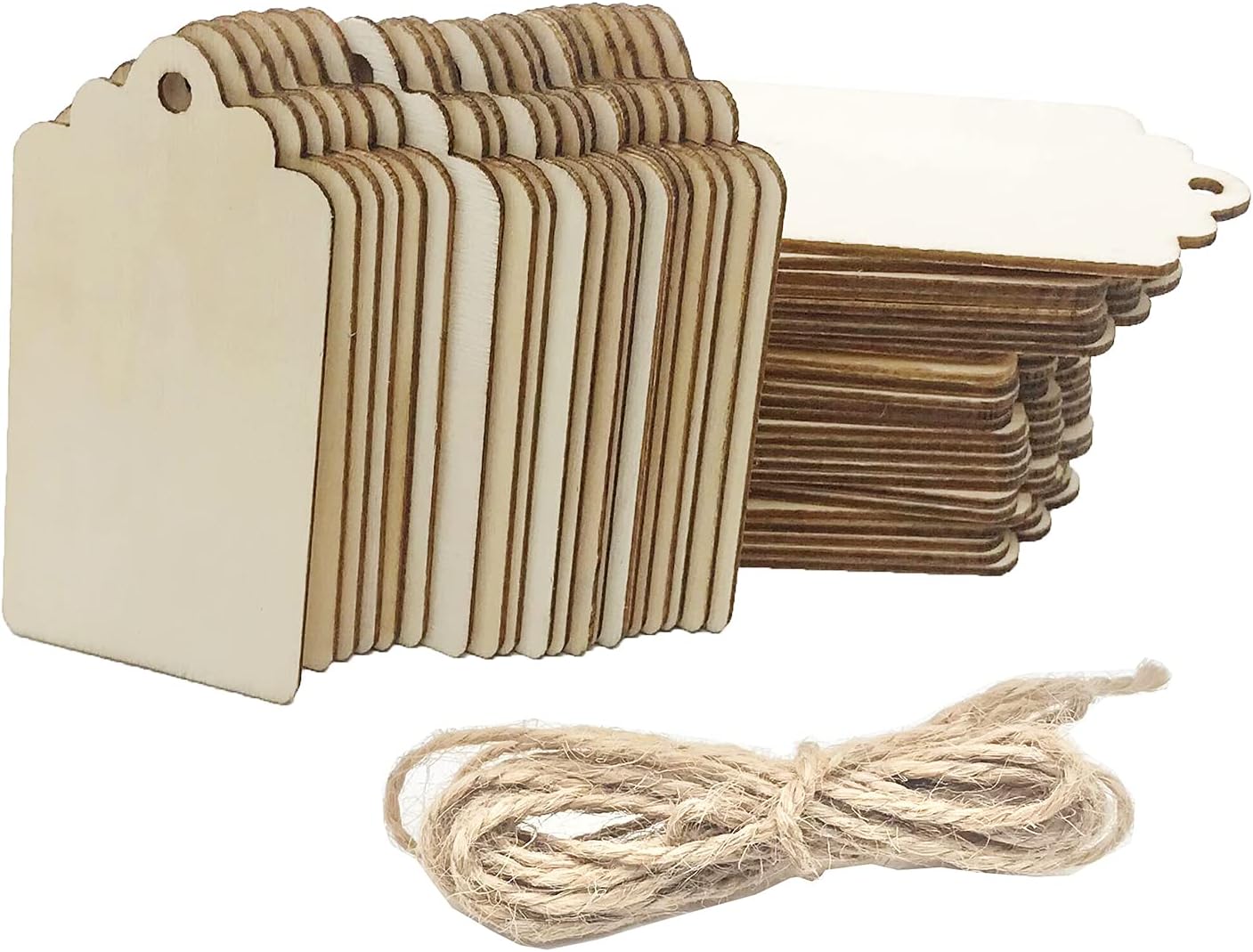 Amazon.com: 100 Pcs Wood Tag, 2.7 x 1.5 Inch Unfinished Wooden Tags ...