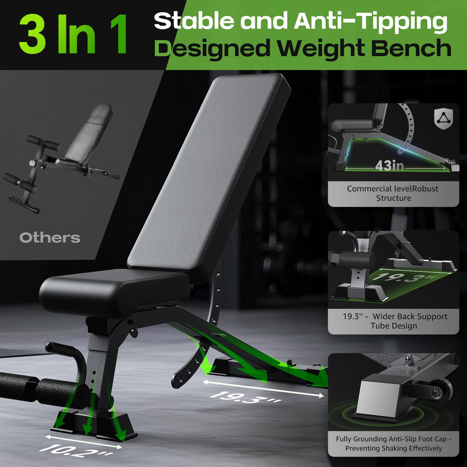 Snapklik.com : Weight Bench, 1200LB Heavy Duty Workout Bench For Home ...