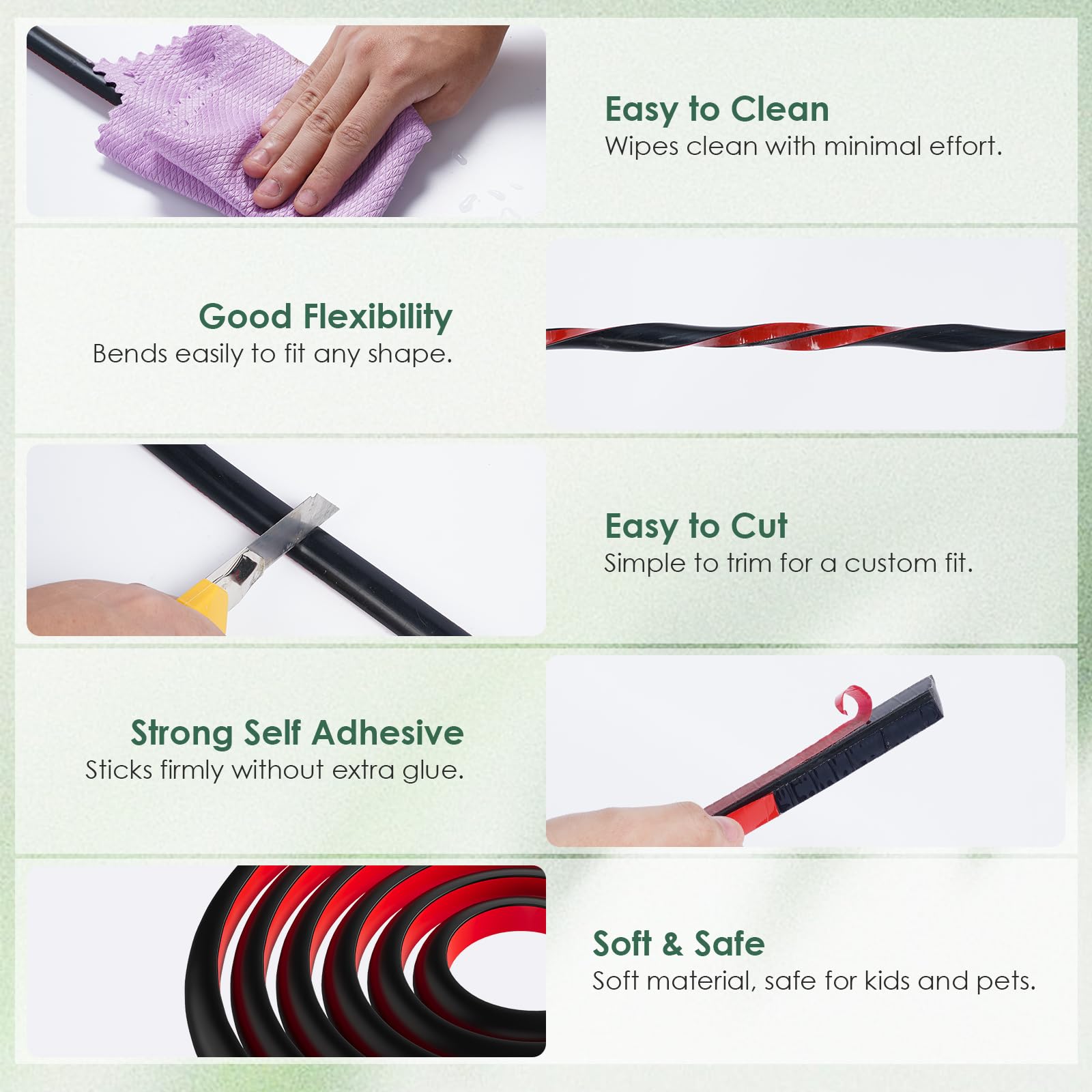 Snapklik.com : Flexible Quarter Round Trim Molding, 118 Inch Black Peel ...