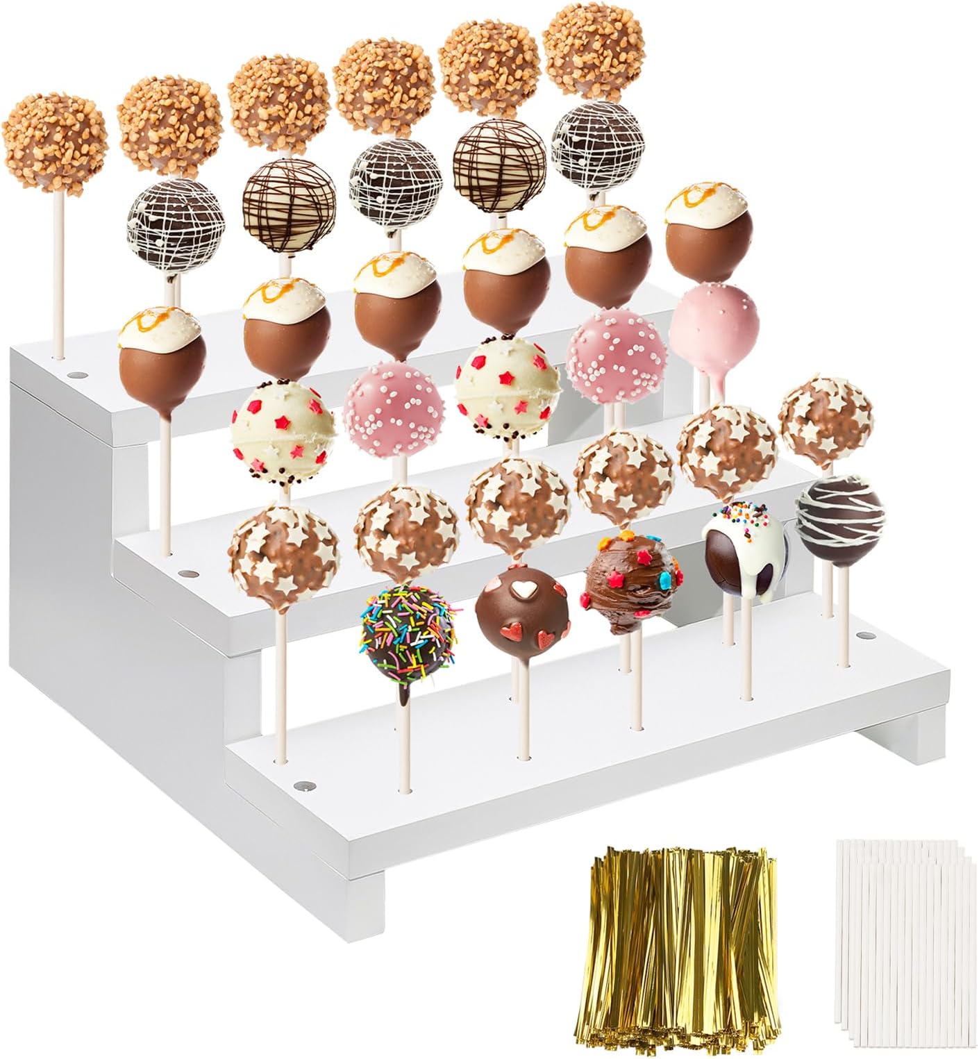 Amazon.com | Fippkargo Wooden Display Stands Wood Cupcake Stands, 4 ...