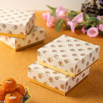 Amazon.com: Desi Favors Floral Printed Sweet Boxes for Indian Sweets ...