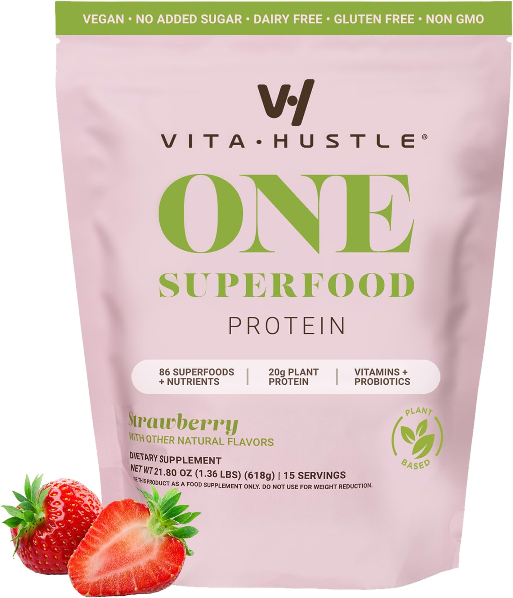 Amazon.com: VitaHustle ONE - Superfood Meal Replacement Powder, Plant ...