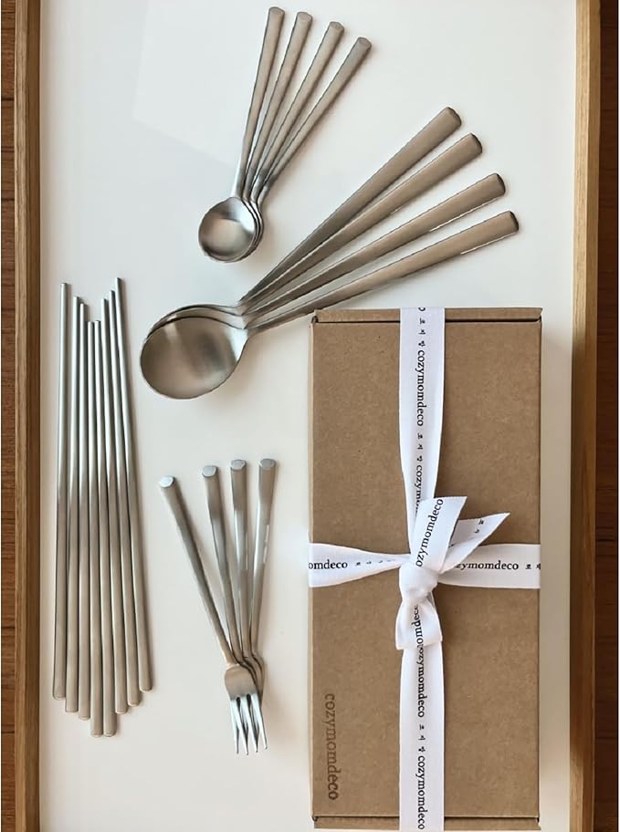 Amazon.com | cozymomdeco Korean Made Stainless Steel Silver Utensil ...