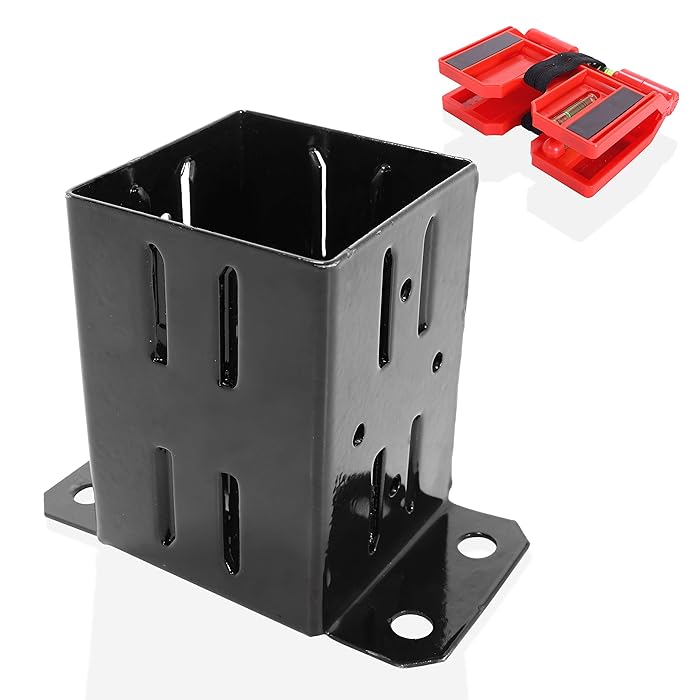 Buy DoMerch 92mm x 92mm Black Powder Coated Wood Fence Post Anchor Base ...