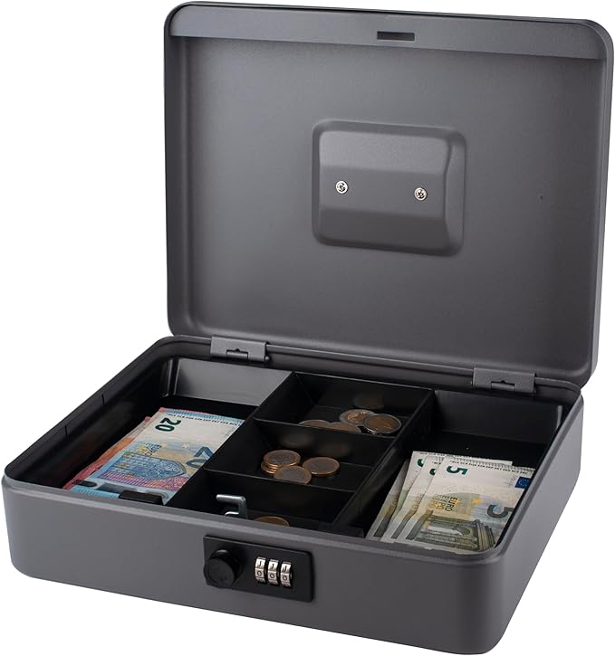 Pavo Metal Cash Box 12 Inch with Combination lock- Dark Grey : Amazon ...