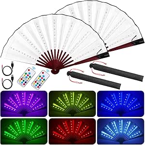 Amazon.com: Boao 2 Pcs Large LED Foldable Rave Fans Chinese Folding ...