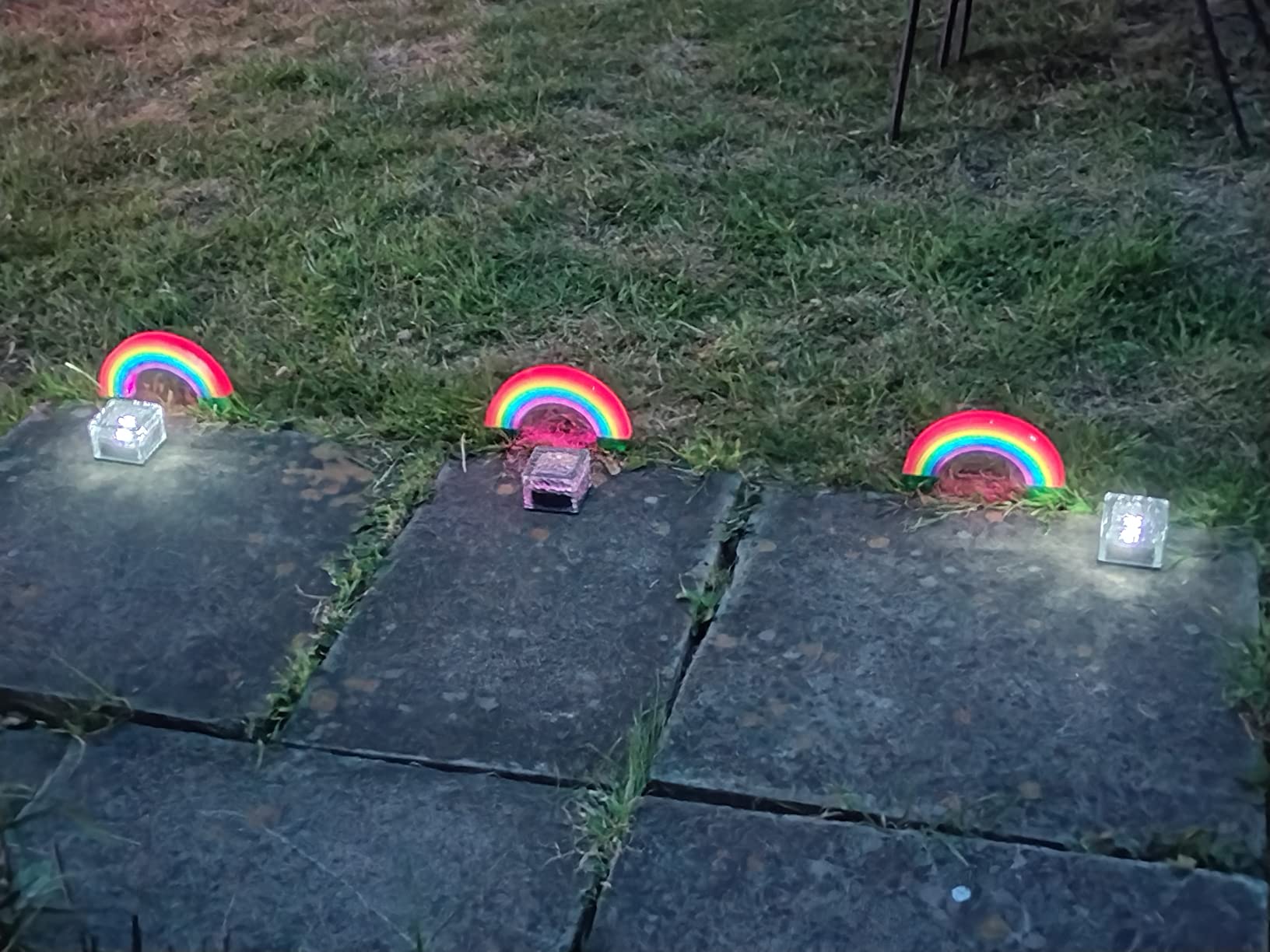 Ladieshow 3pcs Rainbow Solar Lights Outdoor Garden, Solar Rainbow ...