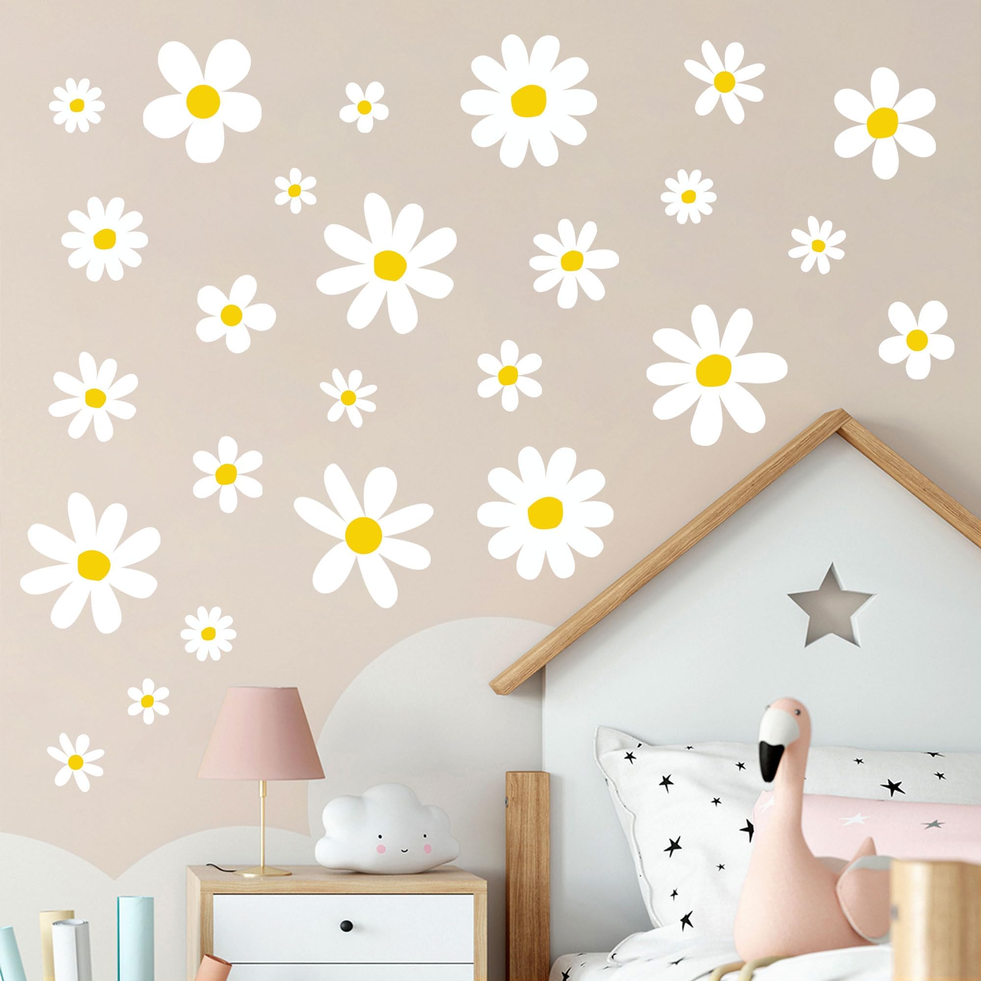 Amazon.com: 12 Sheets Daisy Wall Decals Flower Wall Stickers Large ...