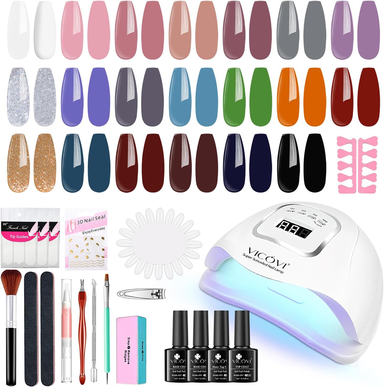 Amazon.com : Btiztlla 32 Colors Gel Nail Polish Kit with UV Light 120W ...