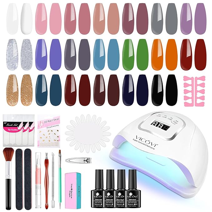 Amazon.com : VICOVI 20 Colors Gel Nail Polish Kit with UV Led Light ...