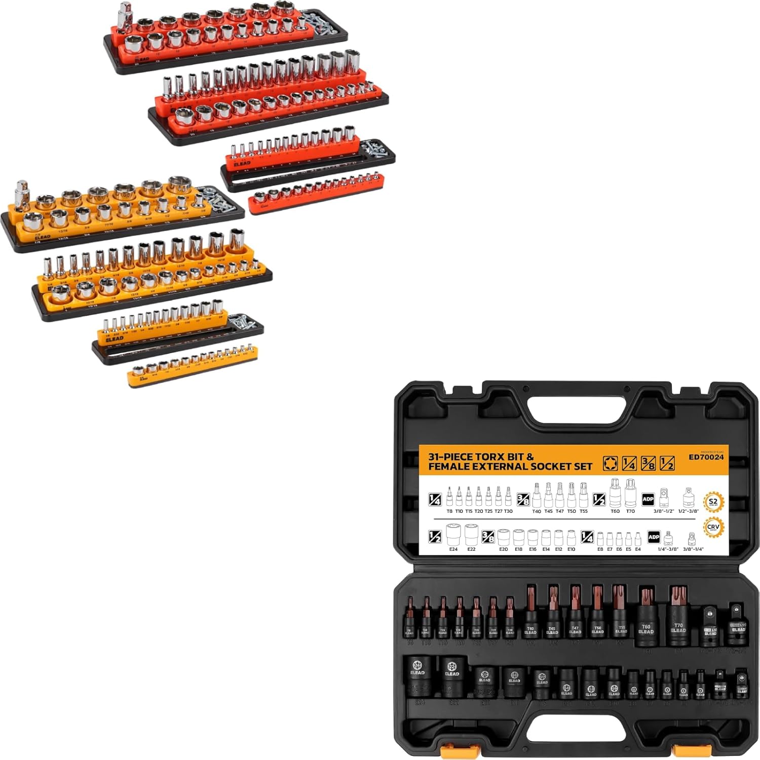 Amazon.com: 6-Piece Magnetic Socket Organizer Set & 31-Piece Torx Bit ...