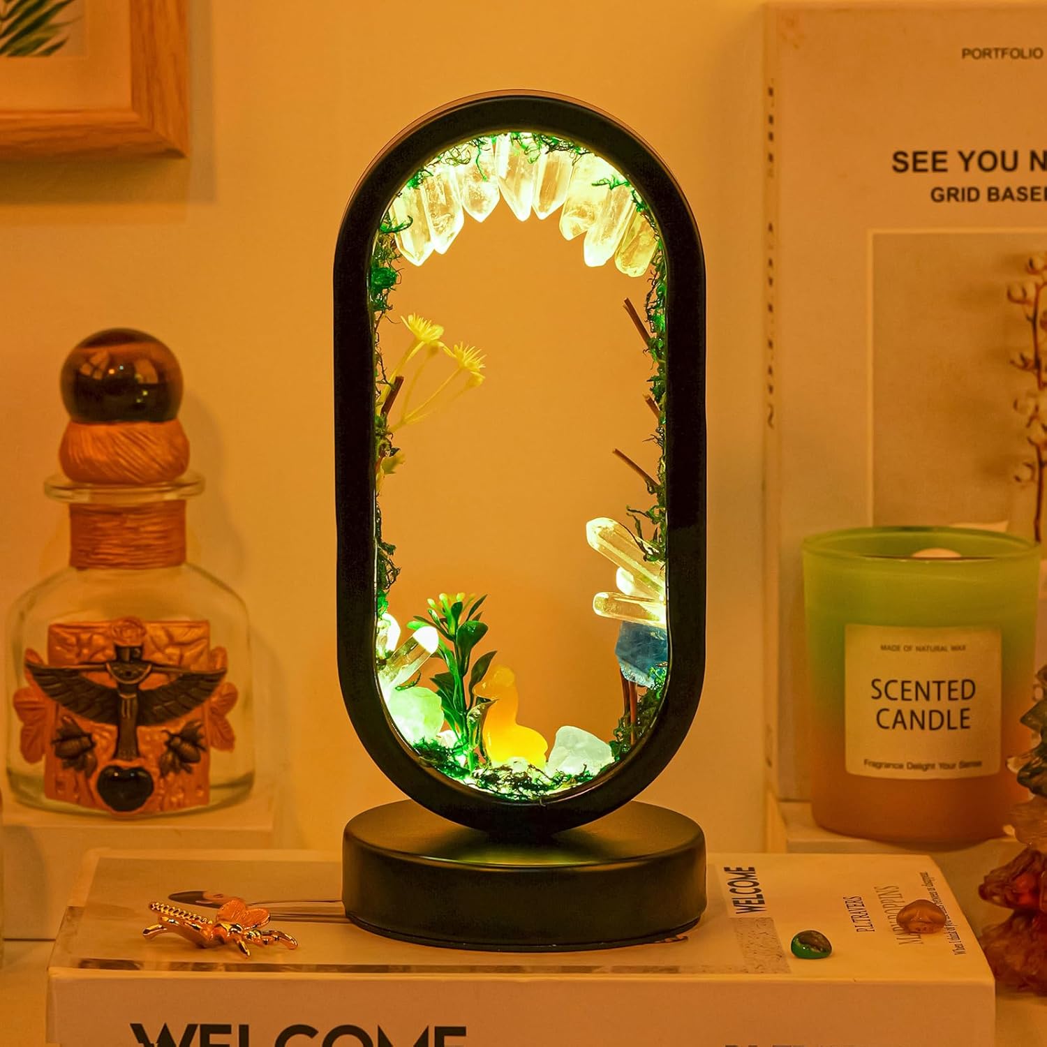 Runyangshi Night Light Natural Crystal Night Lamp USB Power Forest ...