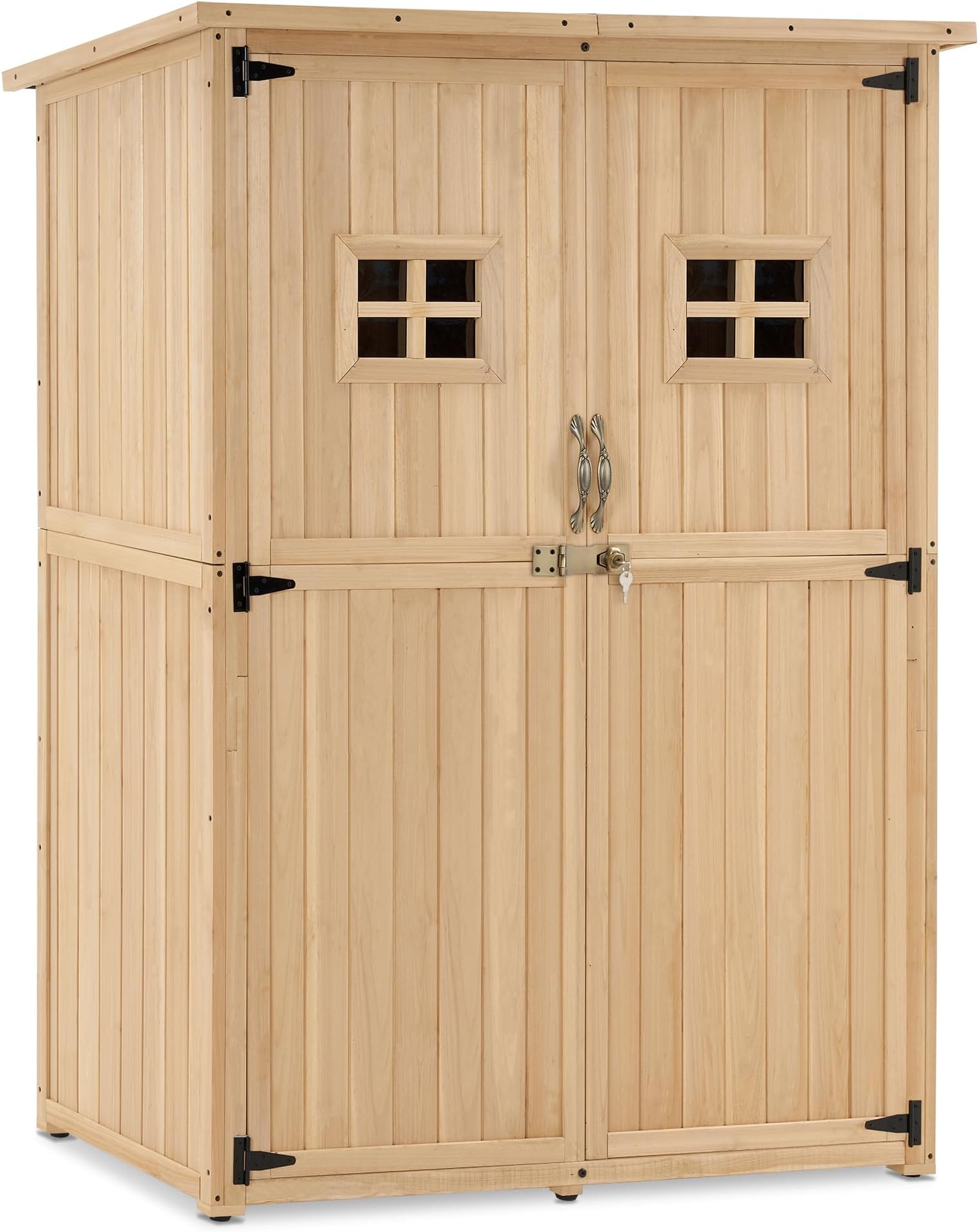 Amazon.com : Storage Shed Outdoor Cabinet with Metal Frame Large Wooden ...