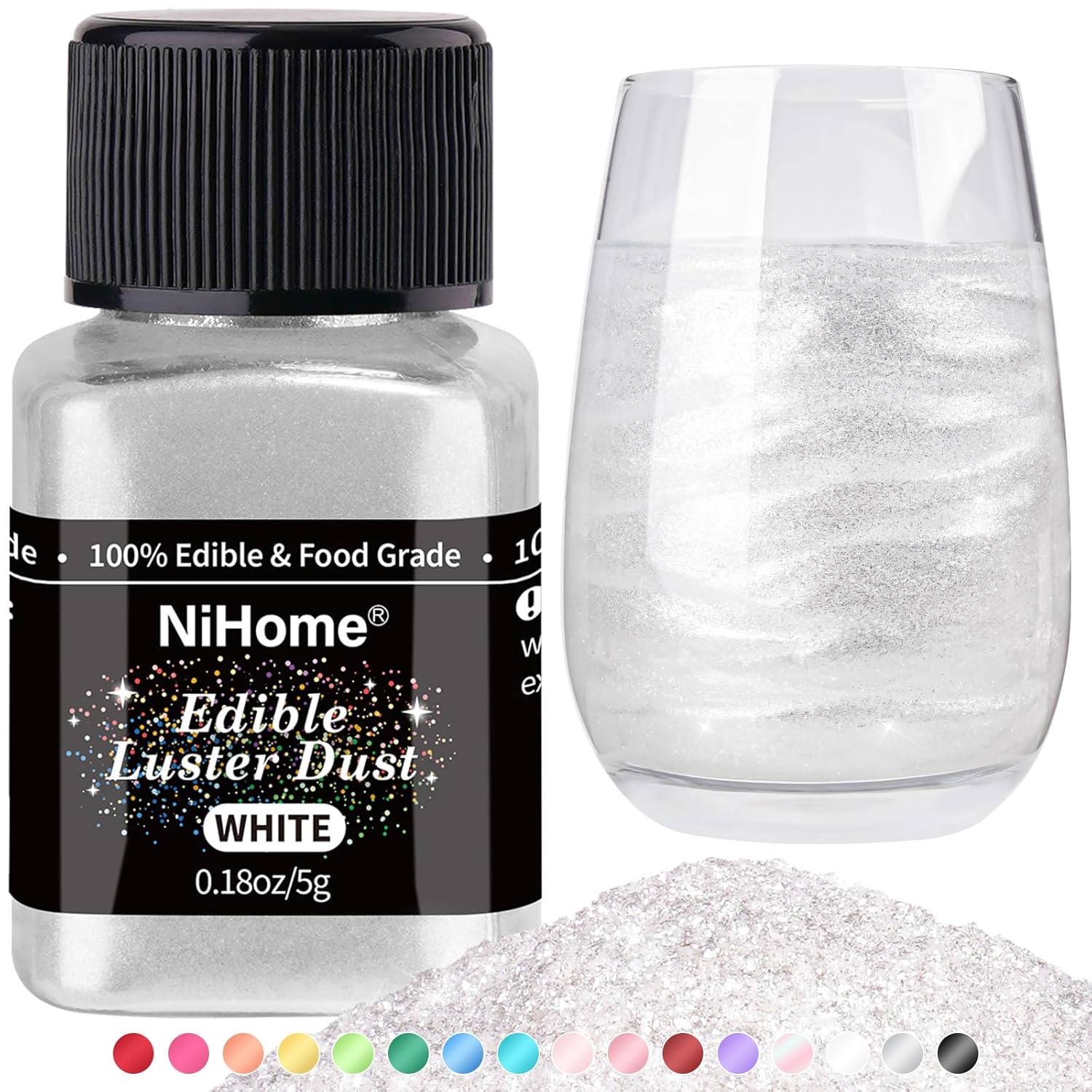 Amazon.com: NiHome Edible Food-Grade Glimmer Powder Glitter Luster Dust ...