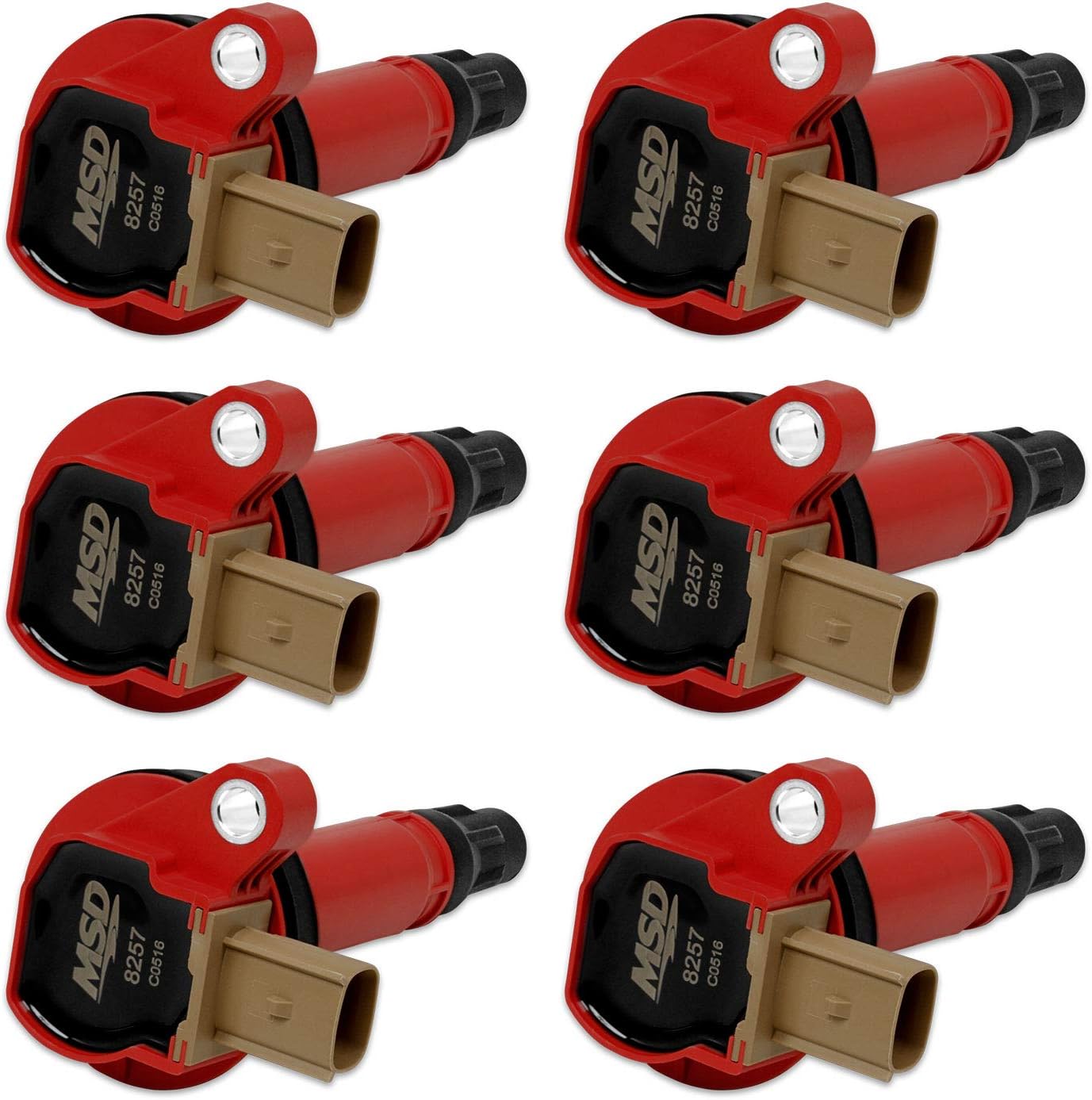 Amazon.com: MSD 82576 Ignition Coils, Red, 6-Pack (3-Pin Connector ...