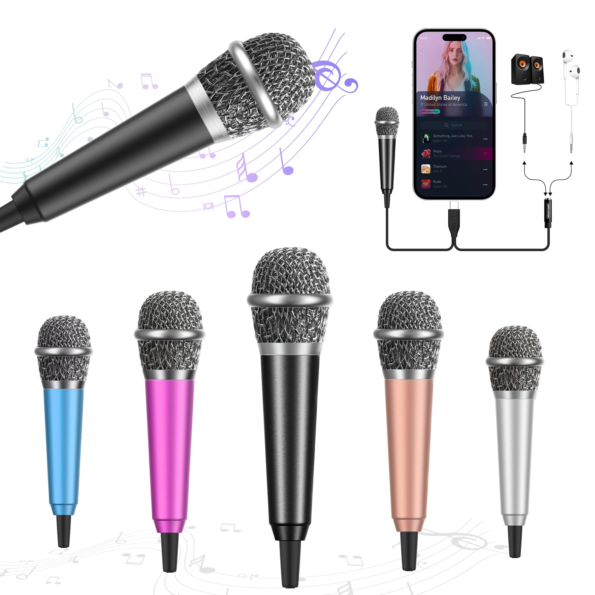 Snapklik.com : Mini Microphone, USB C Mini Karaoke Microphone For ...