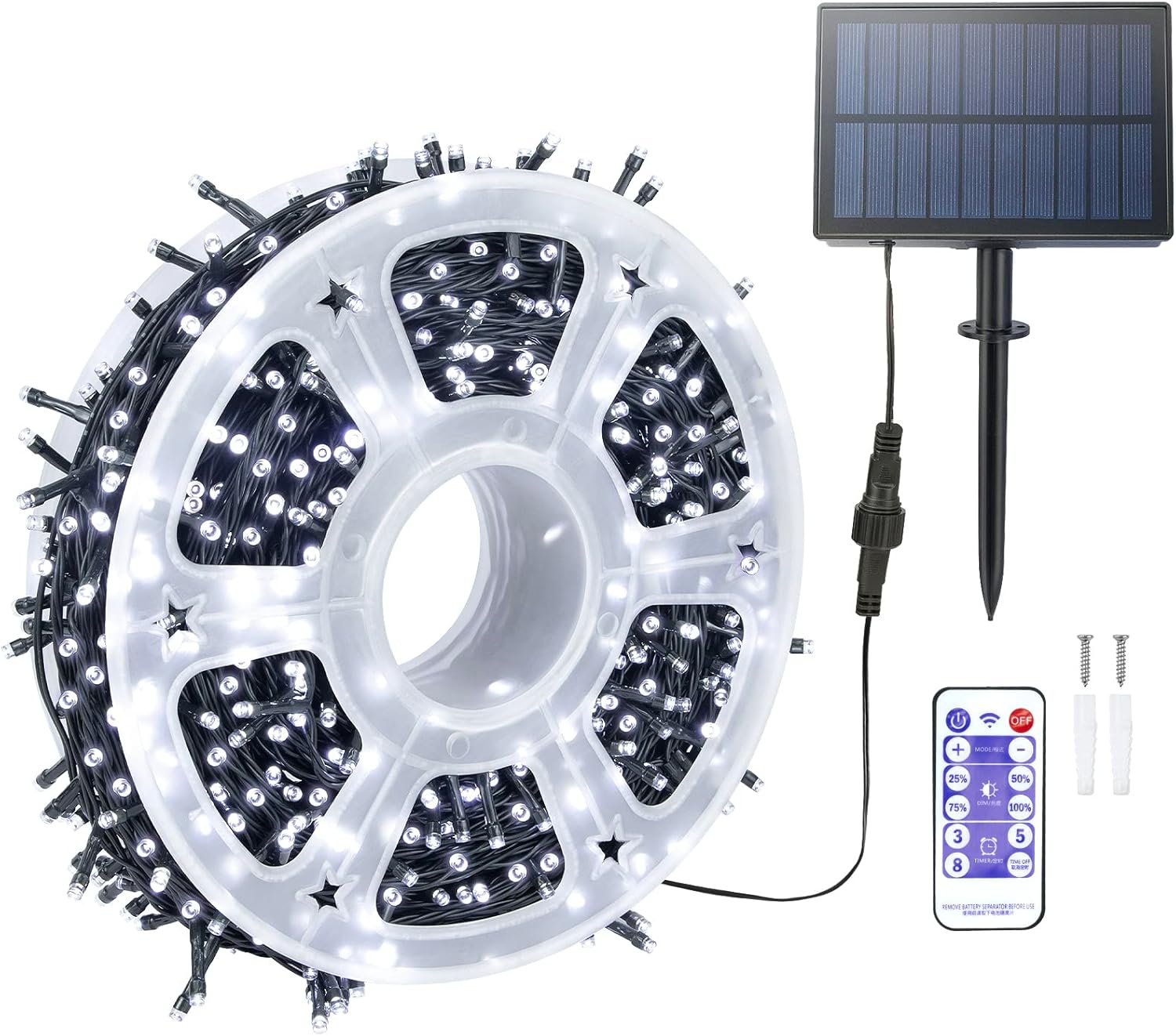 Beauhom Solar String Lights Outdoor 200FT 600LED Waterproof 8 Modes ...