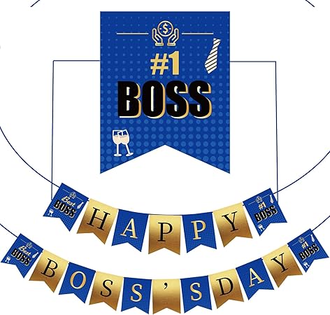 Amazon.com: Happy Boss’s Day Banner Party Decorations Supplies ...