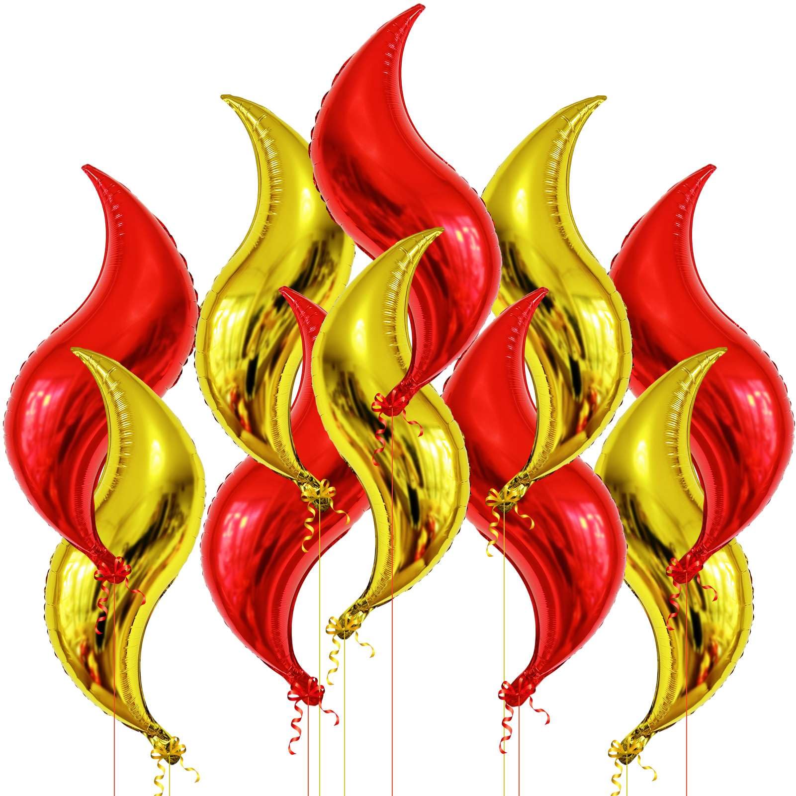Amazon.com: 10 Pcs Red Fire Balloons, Gold Fire Flame Balloons, 24 Inch ...