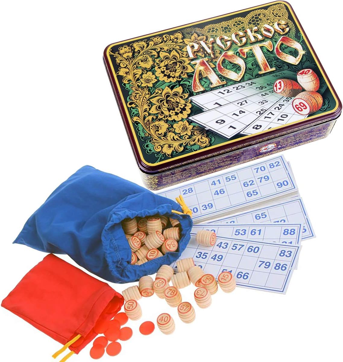 Amazon.com: Wood Russian Lotto in Metal Case with Russian Folk Patterns ...