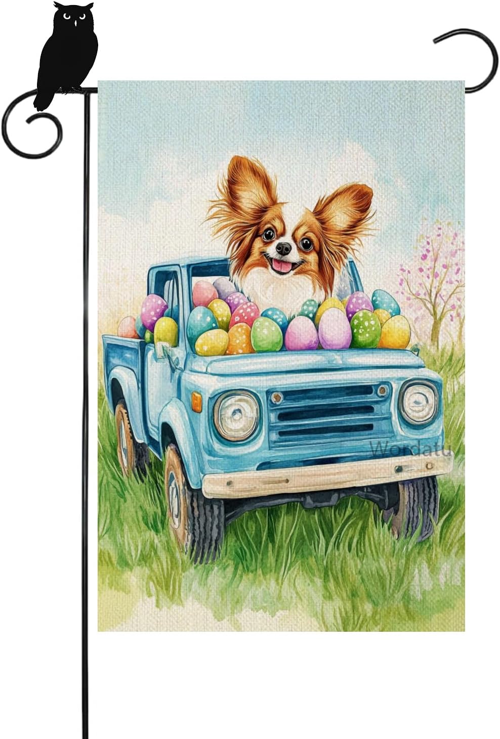 Amazon.com: Wordatu Happy Easter Papillon Garden Flags Easter Eggs Dog ...