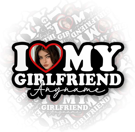 Amazon.com - Custom I Heart My Girlfriend Sticker Personalized Photo ...