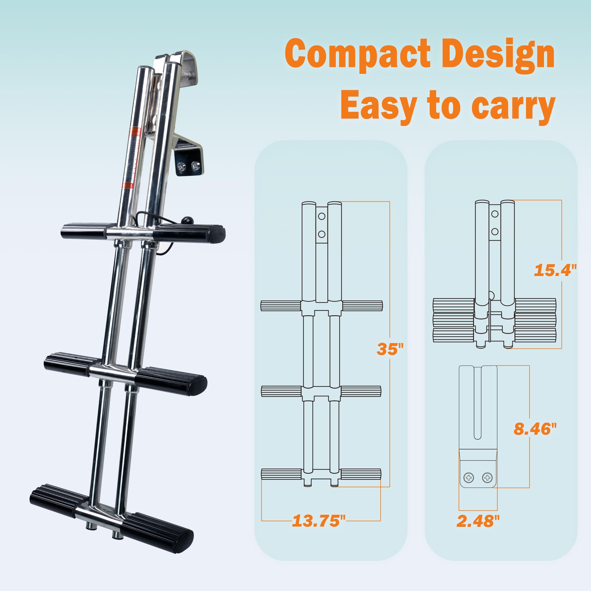 Snapklik.com : XinKunmarine 3 Step Boat Ladder, Stainless Steel Dive ...