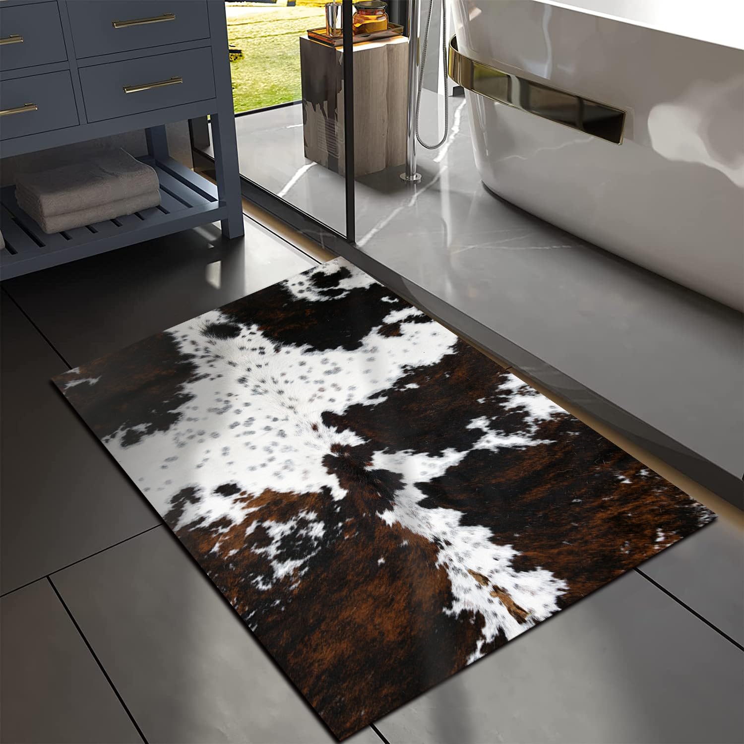 Amazon.com: MUGINYU Cow Skin Quick Dry Bath Mat, Western Bathroom Home ...