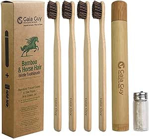 Amazon.com: Gaia Guy Bamboo and Horsehair Bristle Toothbrush (4 Pack ...