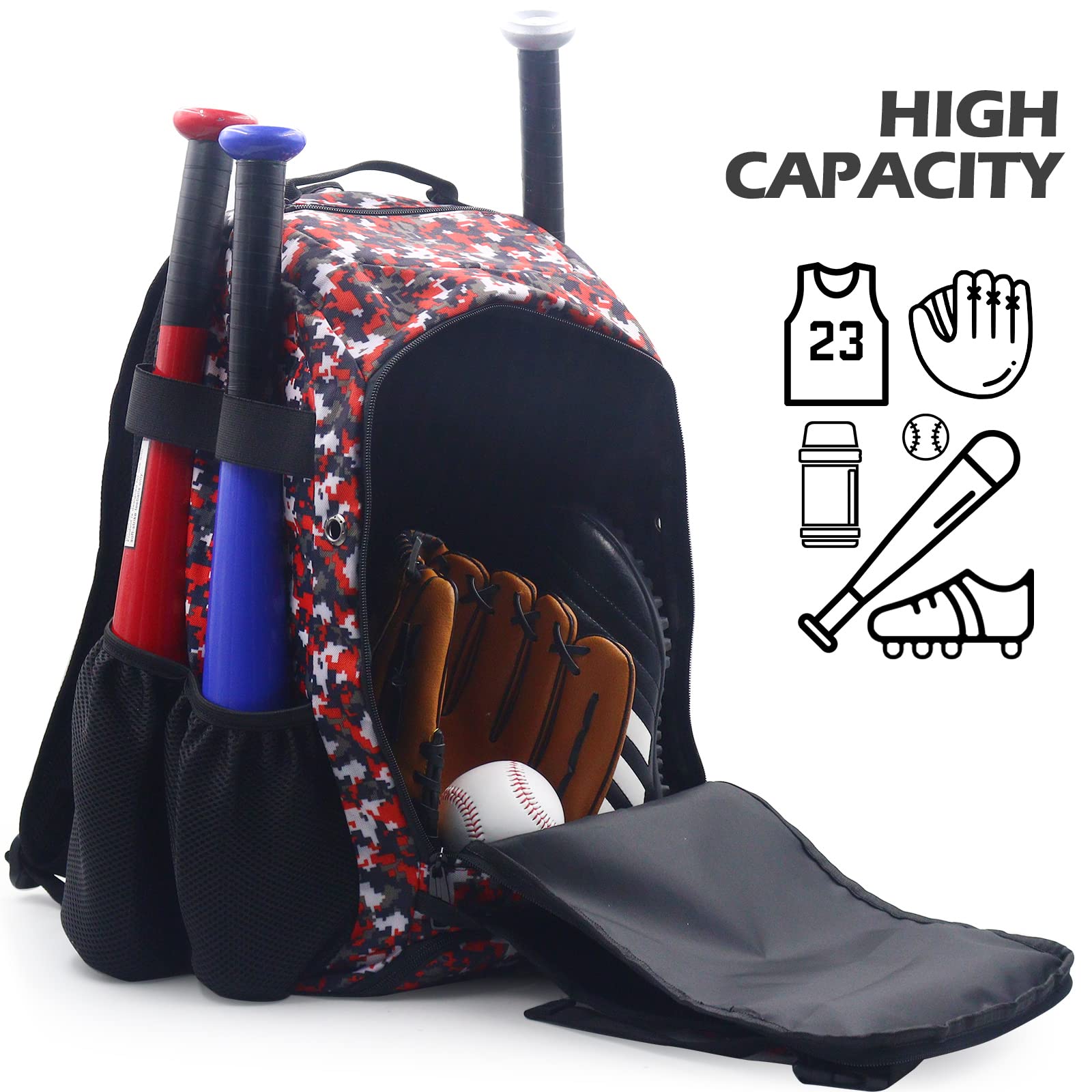 Snapklik.com : ZOEA Baseball Bat Bag Backpack, T-Ball & Softball ...